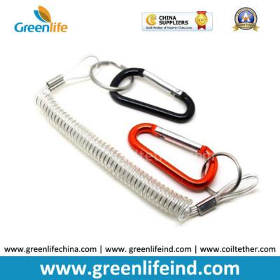 China Colored Carabiner Ends Clear Reinforced Coil Lanyard for sale