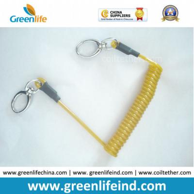 China Yellow Spring Coil Steel Lanyard W/Oval Metal Hook for sale