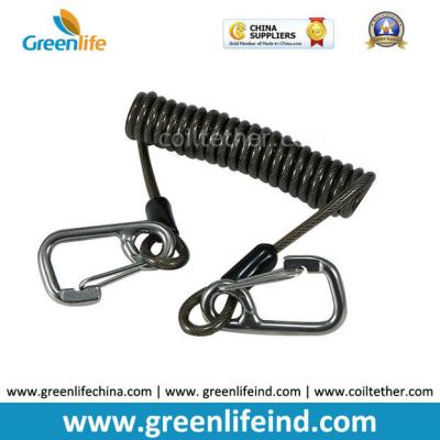 China Heavy Duty Strong Pulling Big Size Wire Coil Carabiner Lanyard for sale