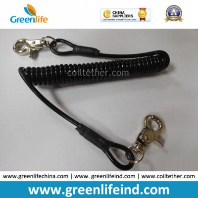 China Retracted Black Coil Lanyard with Customized Attachments for sale