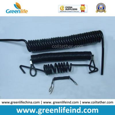 China Strong Plastic spiral Coil Lanyard Safety Tethers Black for sale
