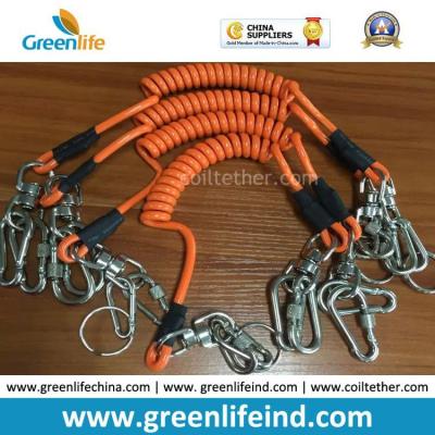 China Customized Retractable Orange Strong Tool Coiled Lanyard Holders for sale