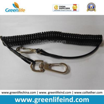 China Heavy Duty Safety Lanyard Spring Coil Cable W/Snap Hooks for sale