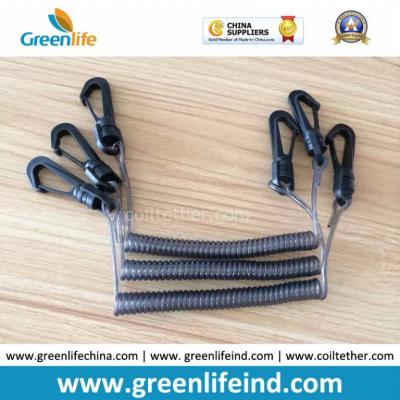 China Transparent Black Spiral Cord Coil Lanyard W/Plastic Hooks for sale