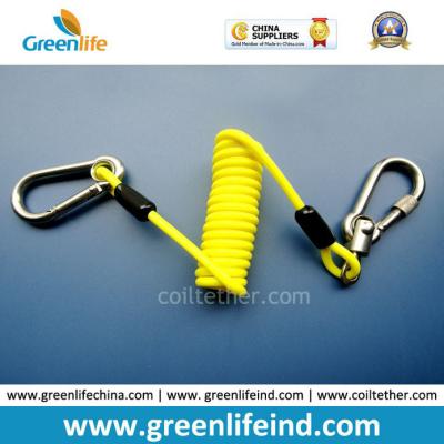China Safety Lanyard Spring Coil Cable Heavy Duty W/Steel Carabiner for sale