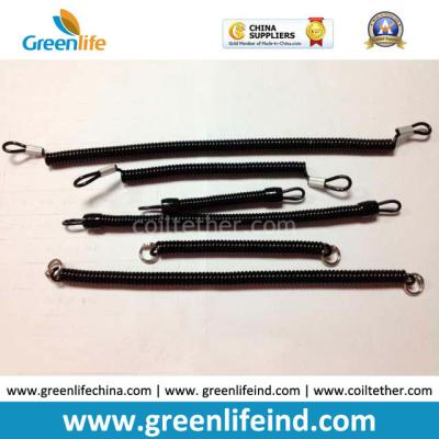 China Protection Tool Coil Leash Holder Rope Black Different Ring/Eyelet Ends for sale