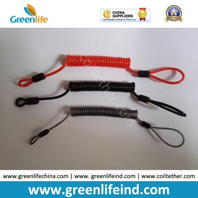 China Retention Rope Customized Color/Size W/Loop&Crimp Strong Wire Coil Lanyard for sale