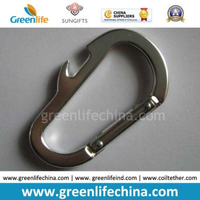 China New design silver top quality D-shaped key carabiner with bottle opener function best sell for sale