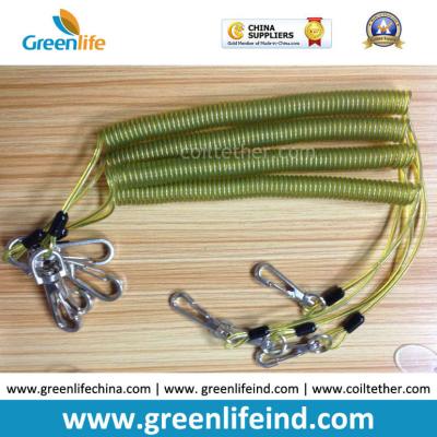 China Quick Release Safety Hand Coil Lanyard Tether Strings Translucent Yellow for sale