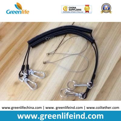 China Detachable Elastic Heavy Duty Black Coil-Style Lanyard Spiral Tool's Leash for sale