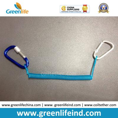 China Plastic Bungee Coiled Cord W/Colored Carabiner Hook Simple Tether Leash for sale