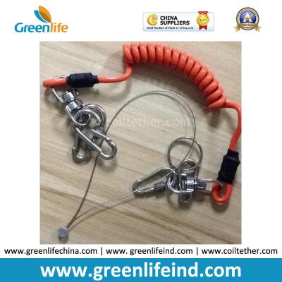 China Good Strong Carabiner Lock Coiled Lanyard Tether Protect Tools for sale