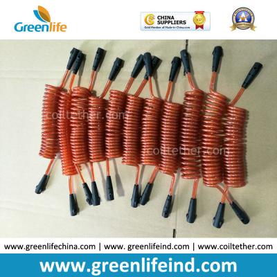 China Plastic White Core Orange PU Coated Anti-Lost Coiled Leash Tethers for sale