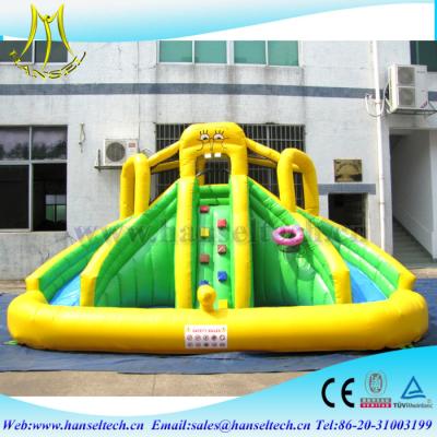 China Hansel PVC material kids water park games inflatable bouncers with water slide for sale