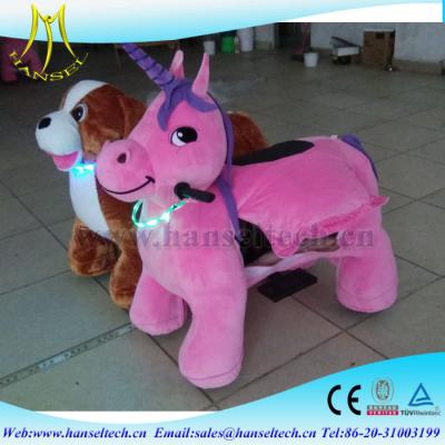 中国 Hansel  4 wheel kid ride electric animal scooter mini carousel rides for saleelectric rideable animal toy ride 販売のため