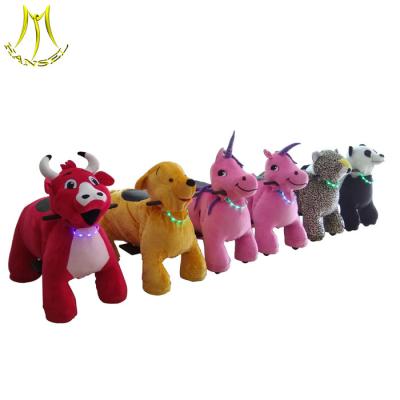 中国 Hansel  rechargeable battery operated coin operated stuffed rides on unicorn motorized plush animal 販売のため