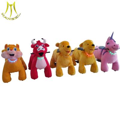 中国 Hansel theme parks kiddie games ride on stuffed electric animal scooter 販売のため