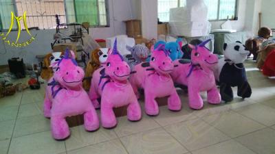 中国 Hansel shopping mall kids coin operated four wheel plush animal bike 販売のため