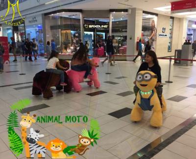 中国 Hansel shopping mall electric mountable animal plush ride coin operated children rides car 販売のため