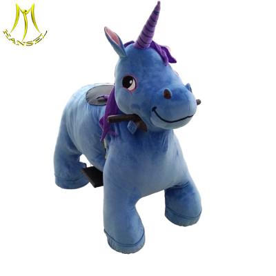 中国 Hansel non coin walking animal unicorn ride for birthday parties large plush ride toy 販売のため