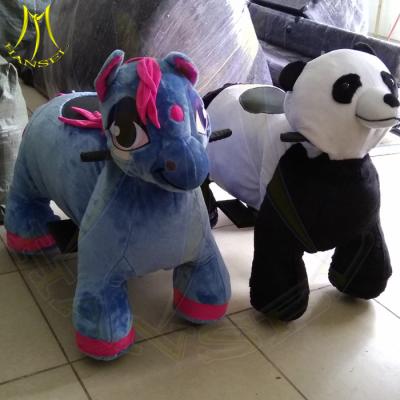 中国 Hansel happy rides on animal motorized plush toy rides for park 販売のため