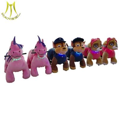 中国 Hansel  popular stuffed animals battery plush ride on animal amusement walking unicorn ride 販売のため