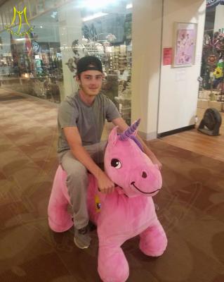 China Hansel 2017 electric motorized soft toys coin operated plush ride on furry animal for sale