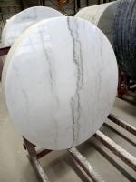 China Round Edge Pure Natural Marble  Stone Tile White For Dining Table for sale