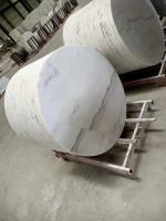 China Round Edge Pure Natural Marble  Stone Tile White For Dining Table for sale