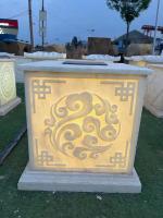 China CNC Carved White Jade Marble Stone Lamp for sale