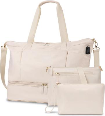 Cina Borsa da viaggio beige espandibile con porta scarpe e tasca bagnata in vendita