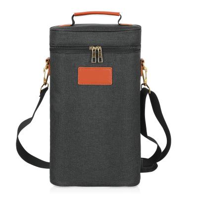 中国 Leakproof  Insulated Padded 2 Bottle  Gift Tote Carrier Custom Travel Wine Bag with shoulder strap 販売のため