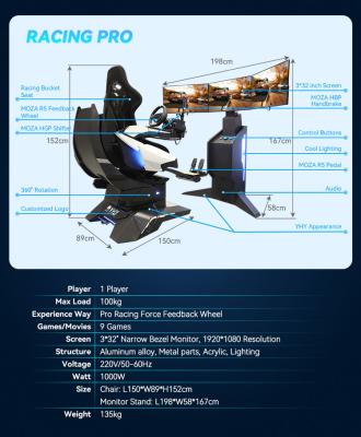 China Arcade 3dof Racing Simulator Driving Chair Seat Bracket Pedals Game Machine for sale