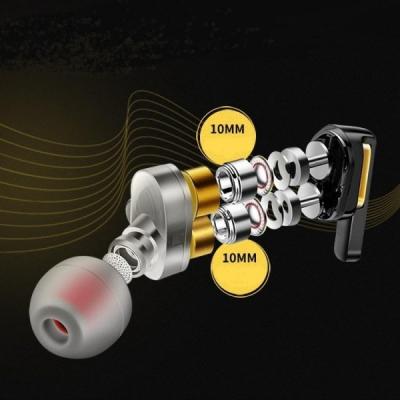 China In ear wire controlled wired headset double moving ring with mic HIFI mobile phone headset for sale