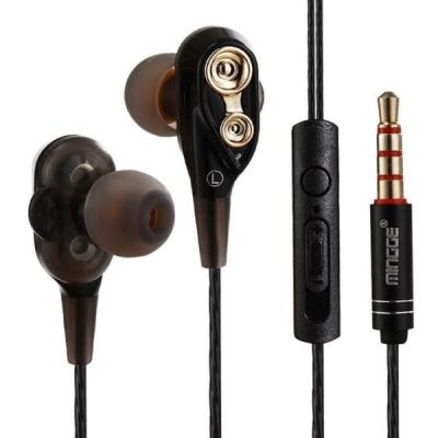 China Dual Driver Wired Metal Earbuds Super Bass Stereo With Mic Music Earphone for sale