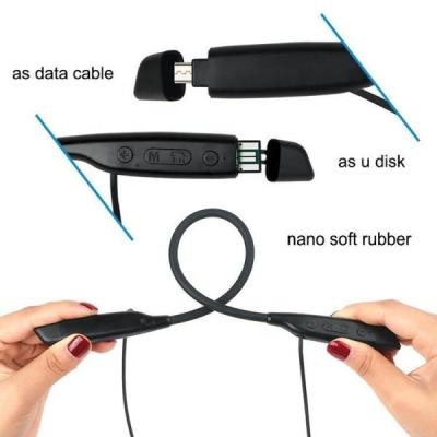 China Sport music Bluetooth Headphones Retractable Foldable Neckband Wireless Headset with TF card for sale