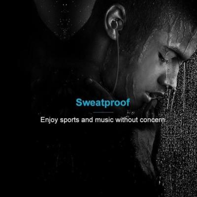 China Sweatproof Voice prompt wireless flexible neckband earphone in-ear magnet headset headphone for sale