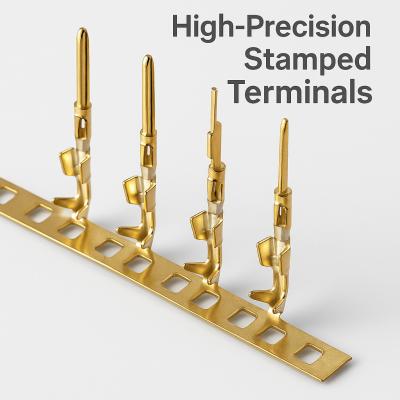 China High-Precision Brass Stamped Terminal Pins – Male Crimp Contacts for Connectors, Wire Harnesses, and Electrical Assemblies for sale