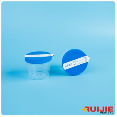 China Laboratory Supplies blue color plastic urine container with label for sale