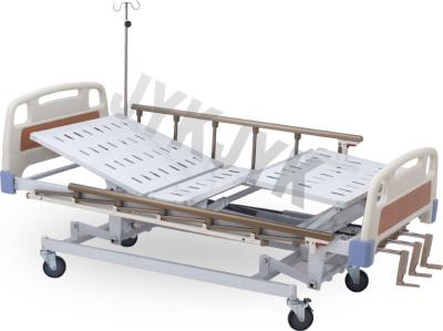 China Integrated Manual ABS Adjustable Hospital Bed ICU Cot With IV Pole for sale