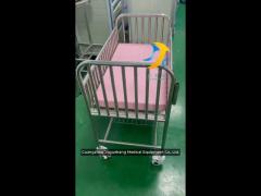 304sus hospital infant crib baby bassinet bed trolley basket with four castors