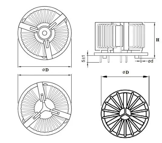 Core 3 Phase Ikp-Elec Carton Variable Specifications Flat Wire Power Inductor