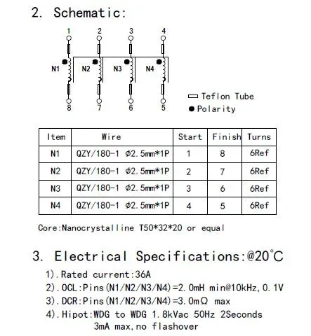 Customized 4 Phase 2mh 36A Common Mode Choke Inductor