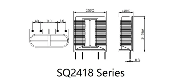 Vertical/Horizontal High Current Flat Wire Winding Common Mode Filter Inductors (SQ/UC2418 Series)