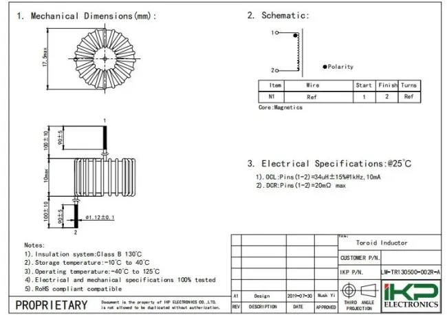 Toroidal Common Mode Choke Inductor for Line Noise Suppression