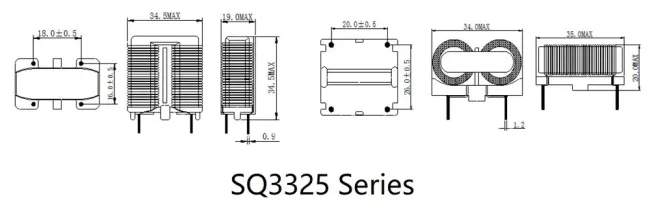 Sq3325 Series Vertical/Horizontal Ikp Square Core Common Mode Choke Coil