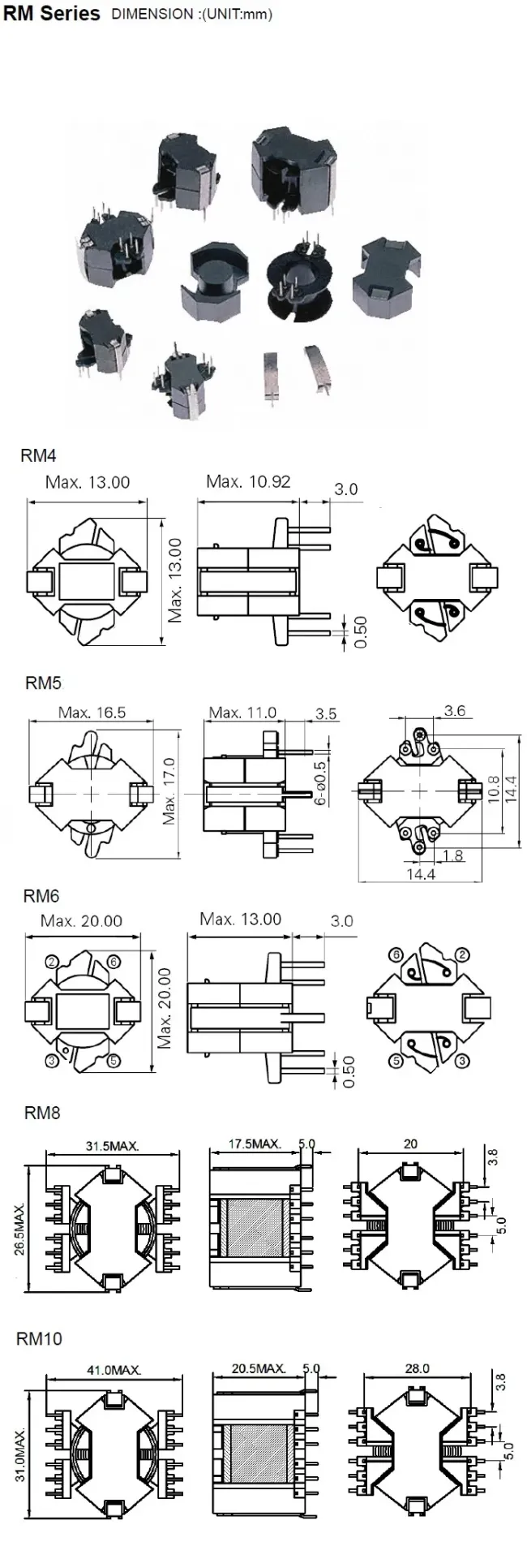 Audio Instrument Ikp-Elec Carton RM4/5/6/7/8/9/10/12/13/14 China Customized High Frequency Transformer