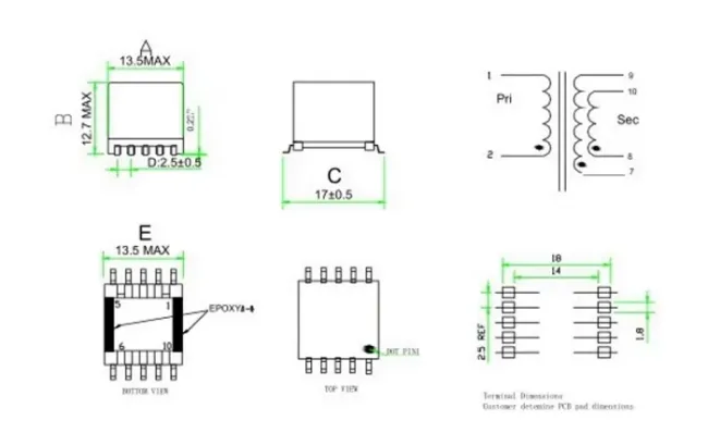 Ep Series SMD Type High Frequency Power Transformers with Factory Prices