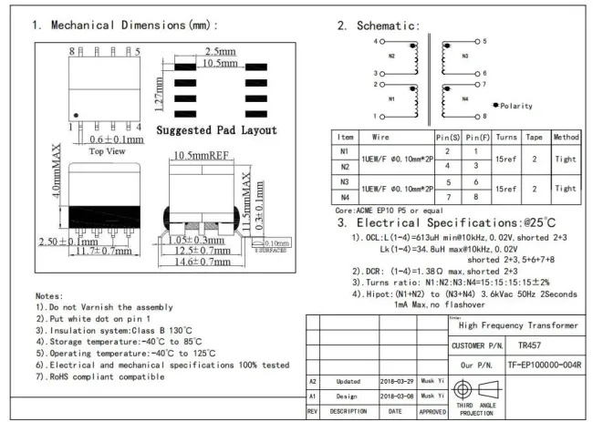 High Voltage Frequency Electric Power Supply Transformer with Ferrite Core