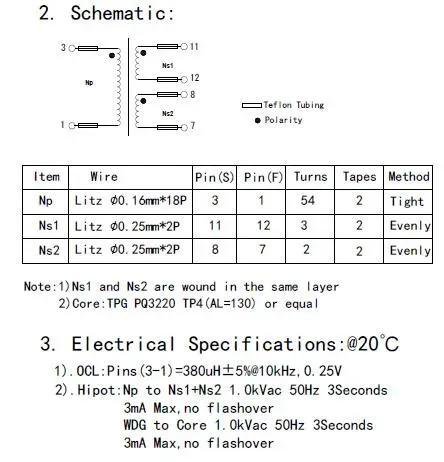 Pq32 Core High Frequency Transformer